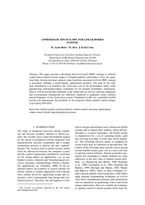 pdf approximate min max mpc for linear hybrid systems