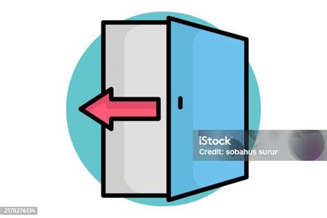 종료 아이콘을 클릭합니다 색상이 지정된 윤곽선 아이콘 스타일입니다 화살표로 문을 엽니다 수신과 관련된 아이콘입니다 호텔 요소 벡터 일러스트 레이 션 개념에 대한 스톡 벡터
