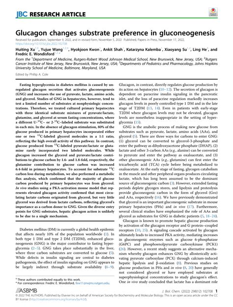 PDF Glucagon Changes Substrate Preference In Gluconeogenesis