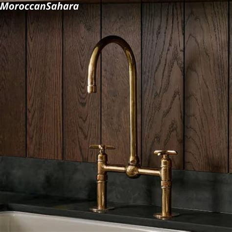 Unlacquered Solid Brass Kitchen Faucet Kitchen Sink Three Hole Faucet