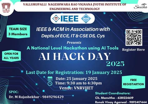 ieee vnrvjiet 📢 exciting announcement join us for ai hack day 2025