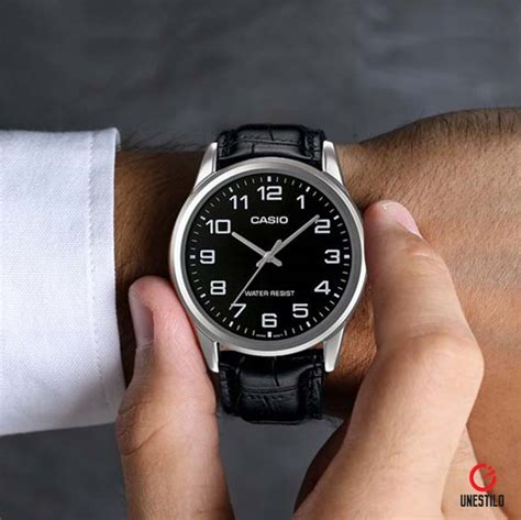 Reloj Casio Mtp V001l 1b Casual Cuero Negro Unestilo