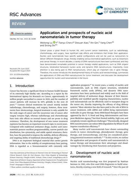 Pdf Application And Prospects Of Nucleic Acid Nanomaterials In Tumor