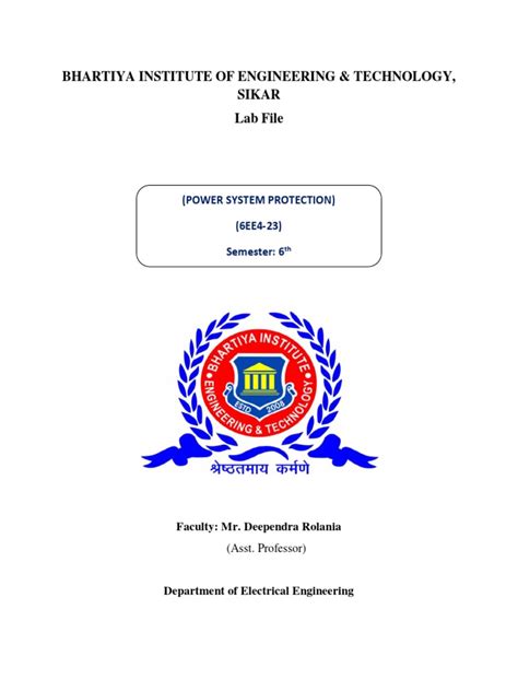 Power System Protection Lab Pdf Relay Electrical Impedance