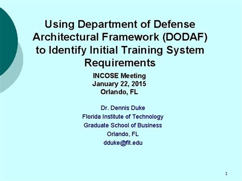 Using Department Of Defense Architectural Framework Dodaf To