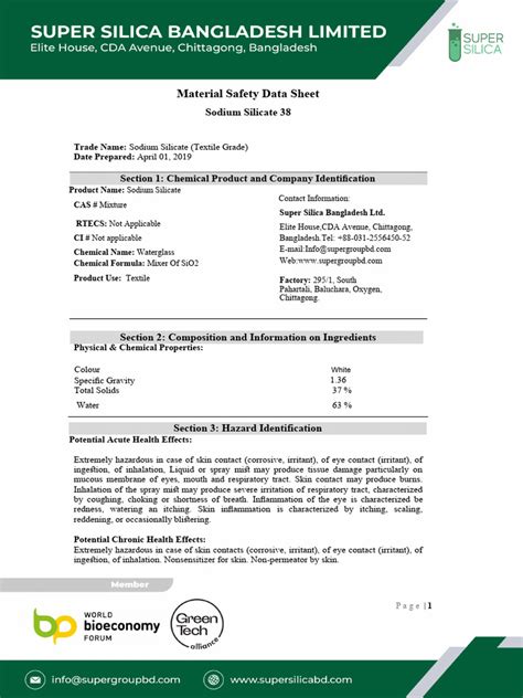 Msds Textile Grade 1 Pdf Water Toxicity