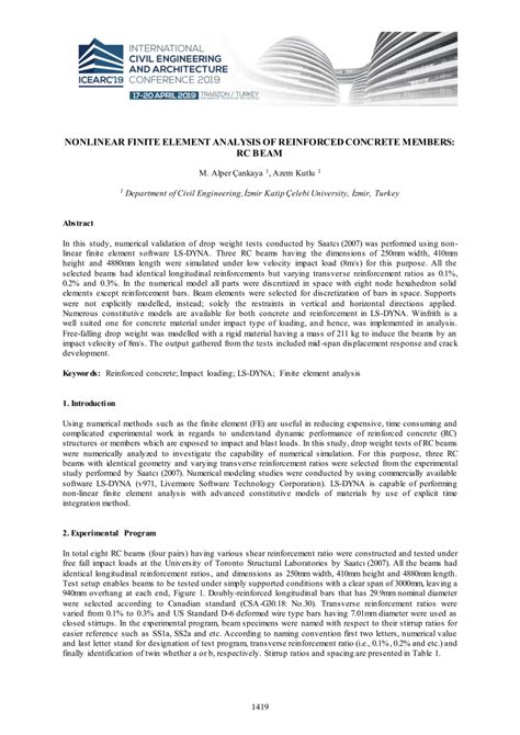 Pdf Nonlinear Finite Element Analysis Of Reinforced Concrete Members