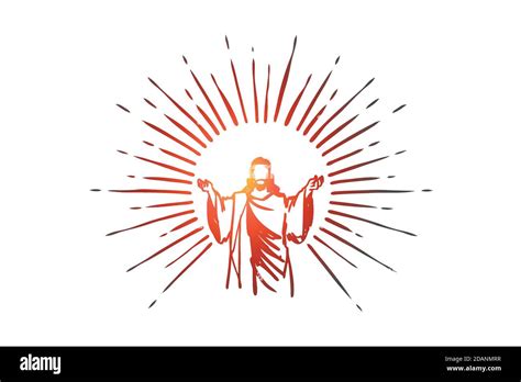 God Jesus Christ Grace Good Ascension Concept Hand Drawn Isolated