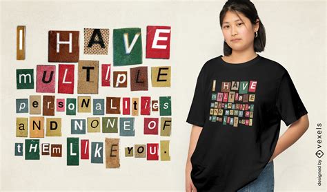 Magazine Cut Out Letters T Shirt Design Vector Download
