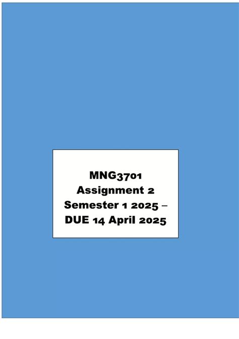 Mng3701 Assignment 2 Complete Answers Semester 1 2025 Due 14 April
