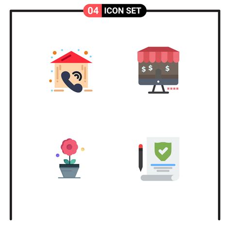 Set Of Vector Flat Icons On Grid For Call Flower Real Shop Paper Editable Vector Design