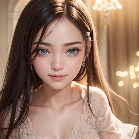 드레스를 입고 긴 머리를 가진 여자의 클로즈업 Seaart Ai