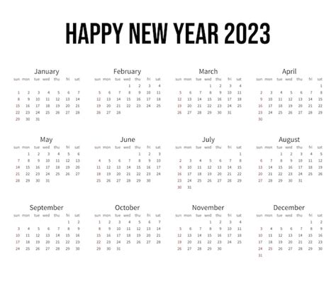 Premium Vector Calender Minimal New Year 2023