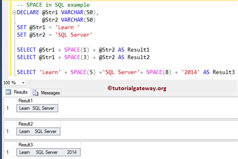 Sql Space Function