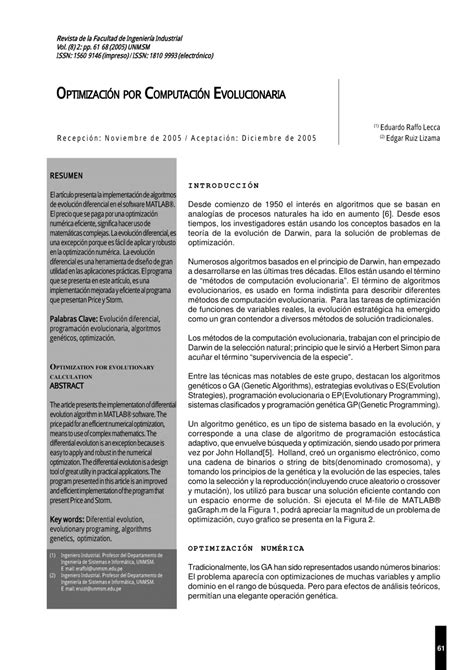 Pdf OptimizaciÓn Por ComputaciÓn Evolucionaria