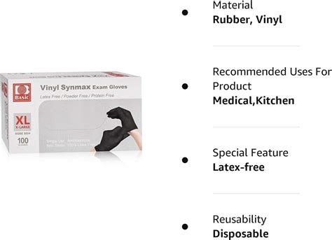Synmax Black Vinyl Exam Gloves Latex Free And Powder Free 100 Pcs