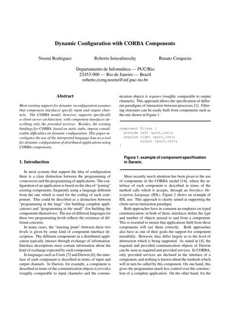 Pdf Dynamic Configuration With Corba Components