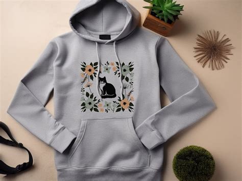 Cat Hoodie Cat Lover T Floral Hoodie Flower Hoodie Cat