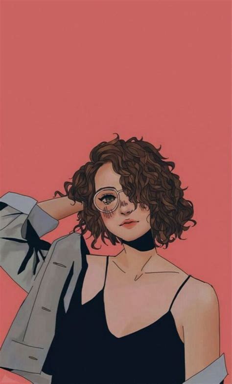 Cute Anime Girl With Brown Curly Hair