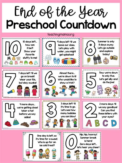 End Of The Year Countdown For Preschool School Countdown Preschool