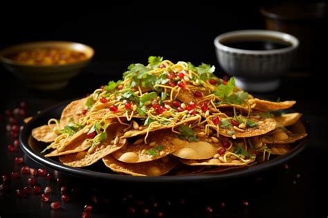 Premium Photo Golden Crispy Sev Papdi Chaat Indian Tasty Sev Btata