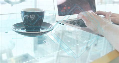 Image Of Fingerprint Padlock In Shield In Abstract Pattern On Cropped