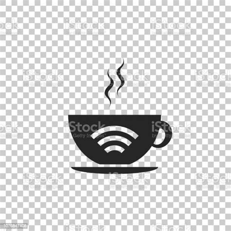 무료 와이파이 영역 아이콘이 투명 한 배경을에 고립 된 커피가 게의 컵 인터넷 연결 게시입니다 평면 디자인입니다 벡터 일러스트