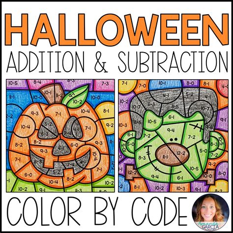 Halloween Color By Number Math Sheets