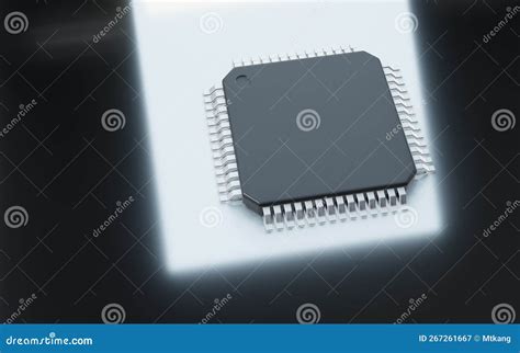3d Render Of Microchip Or Semiconductor Chip For Computing Stock