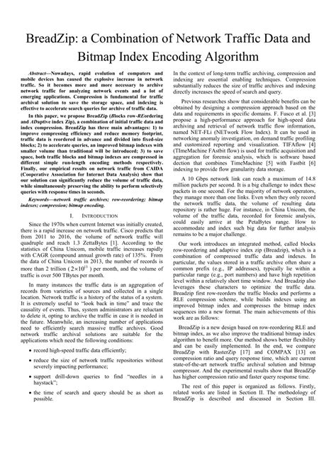 Pdf Breadzip A Combination Of Network Traffic Data And Bitmap Index