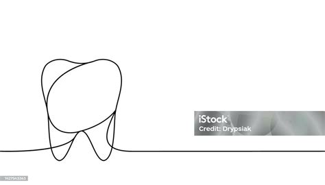 Human Tooth One Line Continuous Drawing Human Organ Continuous One Line