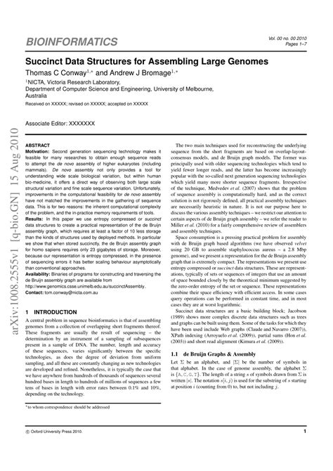 PDF Succinct Data Structures For Assembling Large Genomes