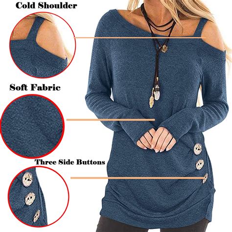 Temofon Cold Shoulder Tops For Women Long Sleeve Twist Knot Tunic Top