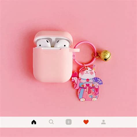 애플 Airpods에 대 한 이어폰 케이스 1 2 케이스 실리콘 보호 커버 귀여운 일본식 럭키 고양이 키 체인 충전 상자 케이스이어폰 액세서리 Aliexpress