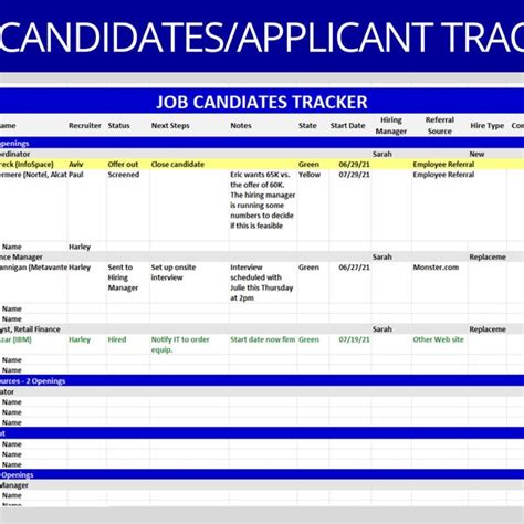 Recruiting Candidate Tracker Template Etsy