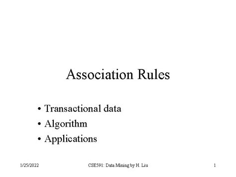 Association Rules Transactional Data Algorithm Applications 1252022 Cse