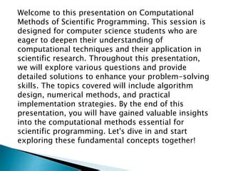 Computational Methods In Scientific Programming PPT