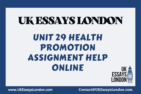 Unit 29 Health Promotion Assignment Help Online UKEssays London
