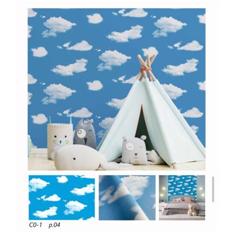 Jual Wallpaper Dinding Motif Awan Bahan Vinyl Ukuran 53cmx10m Shopee Indonesia