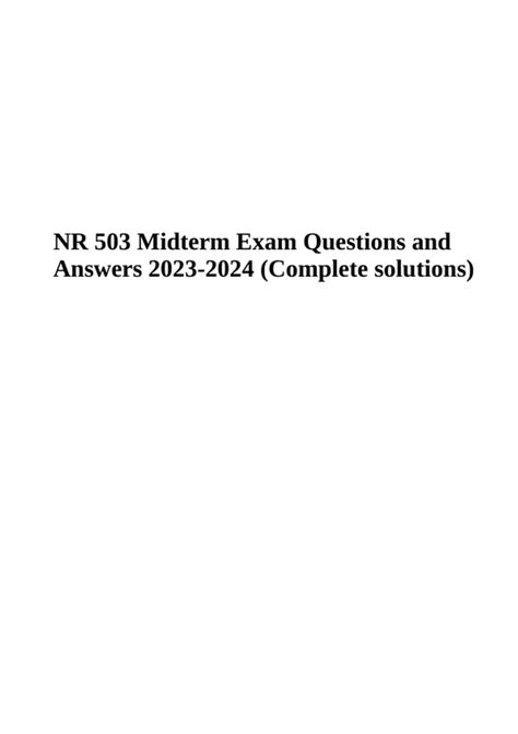 NR 503 Midterm Exam Questions And Answers Score A NR 503 NR503
