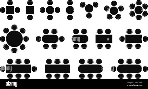 Vector Tables For Discussion Meeting Isolated On White Background Icons Of Top View Of Round