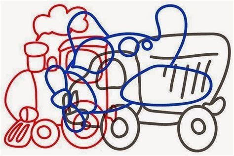 Зашумленные картинки представляют собой контуры наложенных друг на друга предметов геоме