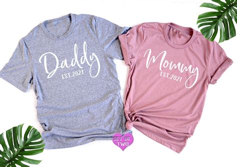 Mommy And Daddy Shirt Set Pregnancy Announcement Shirts Mom Etsy