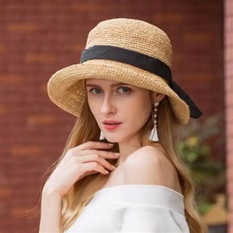 2018 Hot Sale Round Top Raffia Wide Brim Straw Hats Summer Sun Hats For