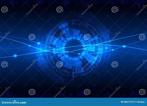 Blue Abstract Technological Background With Various Technological Elements Stock Vector