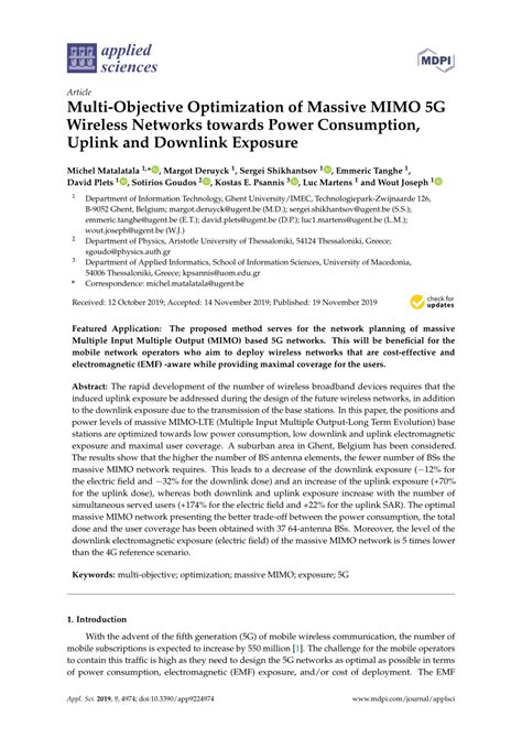PDF Multi Objective Optimization Of Massive MIMO G Wireless Networks Towards Power