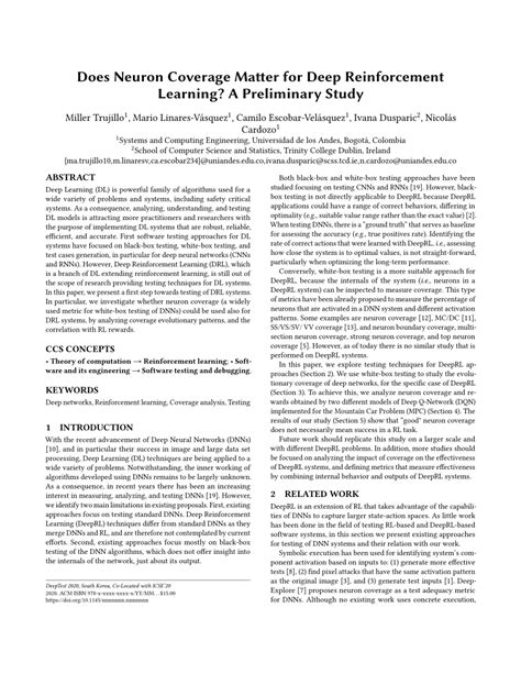 Pdf Does Neuron Coverage Matter For Deep Reinforcement Learning A