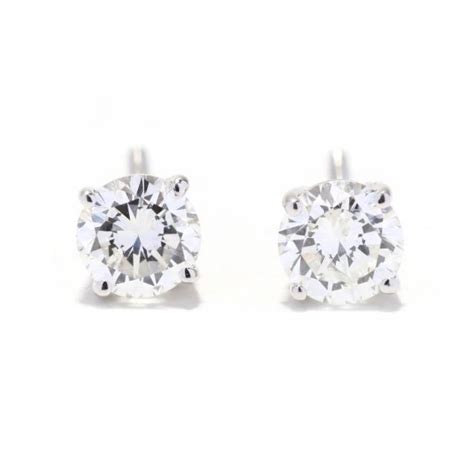 Platinum And Diamond Stud Earrings Lot 5058 Estate Jewelry