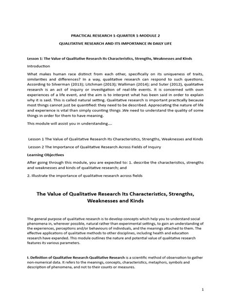 Pr1 Module Summary Pdf Qualitative Research Data