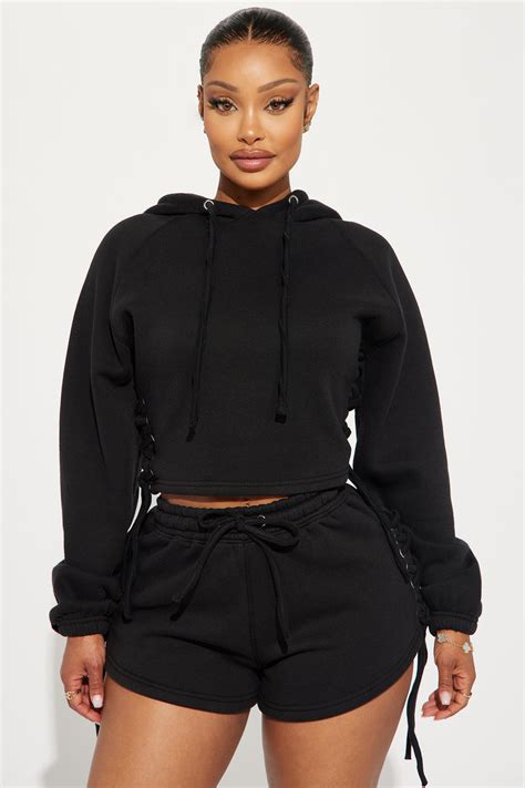 All Tied Up Fleece Hoodie Black Fashion Nova Lounge Fashion Nova
